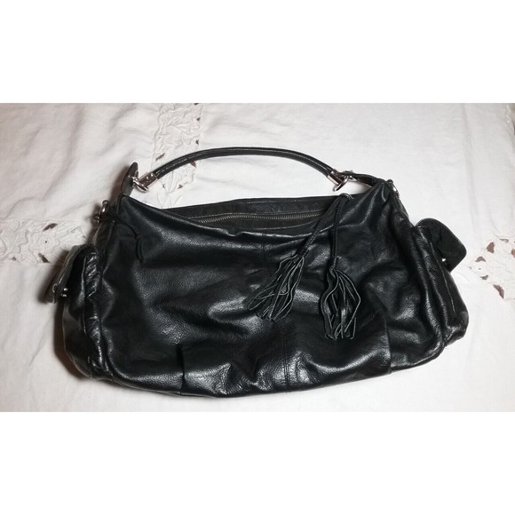 next | Bags | Vintage Next Black Leather Handbag With Tassel Pull ...